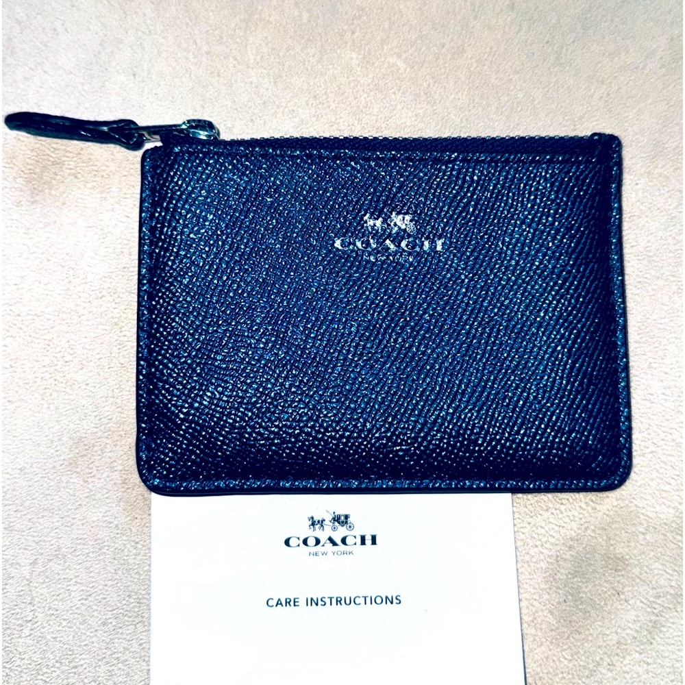 Coach Metallic Blue Small Slim Wallet W/Top Zipper Se… - Gem